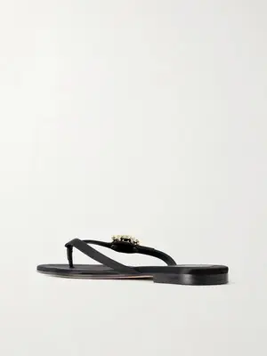 ROGER VIVIER Embellished Satin Thong Sandals