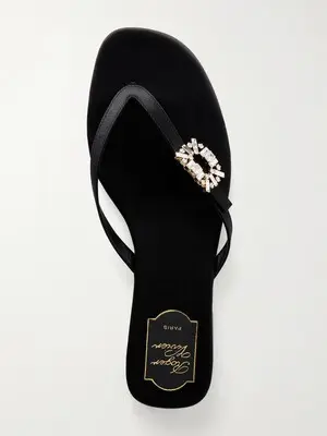 ROGER VIVIER Embellished Satin Thong Sandals