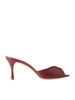 Manolo Blahnik Jada Leather Mules - Burgundy