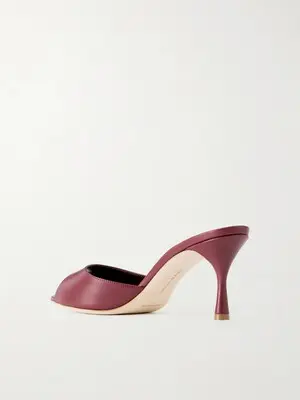 Manolo Blahnik Jada Leather Mules - Burgundy