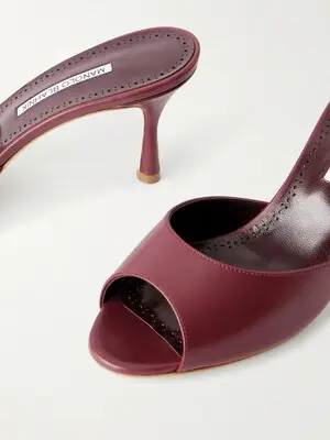 Manolo Blahnik Jada Leather Mules - Burgundy