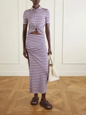 Rabanne Embellished Striped Woven Polo Shirt - Multi