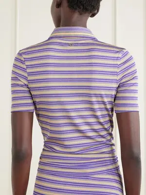 Rabanne Embellished Striped Woven Polo Shirt - Multi