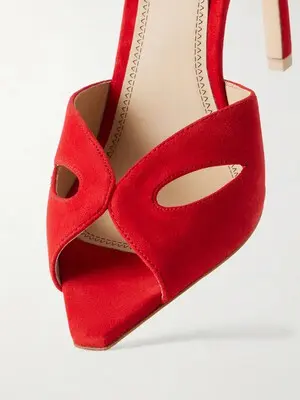 Victoria Beckham Harlow Mask Suede Sandals - Red