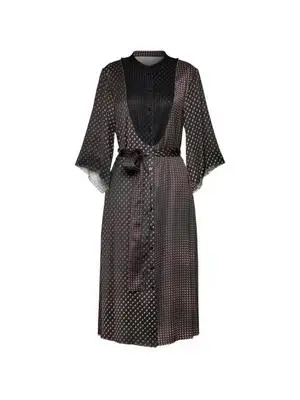 MAISON MARGIELA Belted Patchwork Paisley Midi Dress - Black