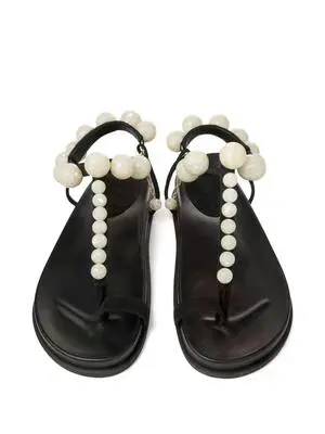 JIMMY CHOO Miro Pearl-embellished Leather Sandals