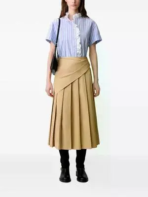 Claudie Pierlot Ruffle-trimmed Striped Shirt