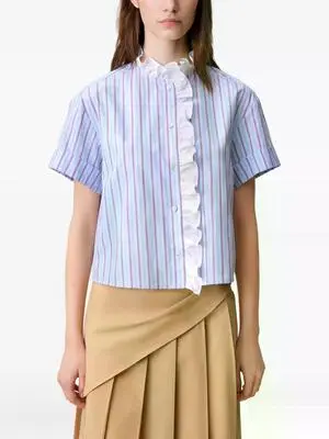 Claudie Pierlot Ruffle-trimmed Striped Shirt