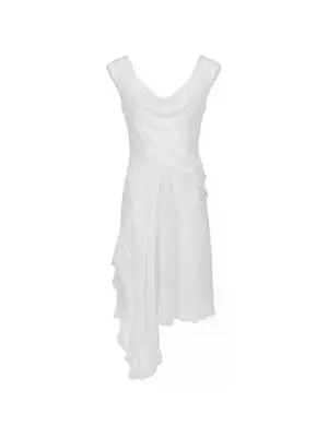 Gimaguas Boa Ruffled Asymmetric Dress - White