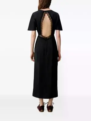 Claudie Pierlot Lace-trim Open-back Maxi Dress