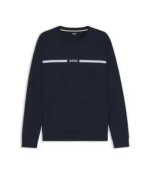 BOSS Cotton Terry Sweatshirt With Logo Detail - Dark Blue