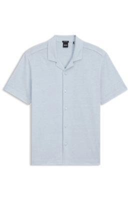 BOSS Regular-fit Shirt In Cotton And Linen - Light Blue