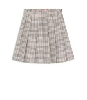 Hugo Pleated Mini Skirt With Micro Check - Patterned
