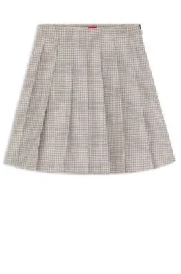 Hugo Pleated Mini Skirt With Micro Check