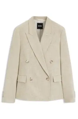 BOSS Regular-fit Blazer In Textured Slub Fabric
