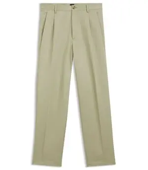 BOSS Relaxed-fit Pants In Cotton Twill - Khaki