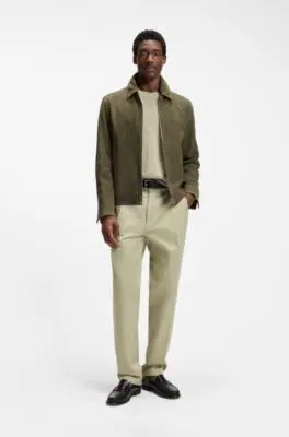 BOSS Relaxed-fit Cotton Twill Pants With Twin Front Pleats