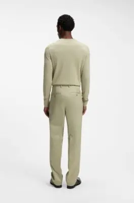 BOSS Relaxed-fit Cotton Twill Pants With Twin Front Pleats