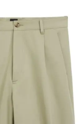 BOSS Relaxed-fit Cotton Twill Pants With Twin Front Pleats