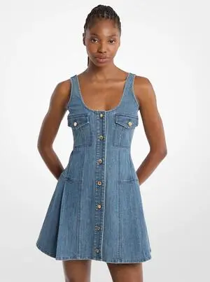 Michael Kors Pleated Denim Mini Dress