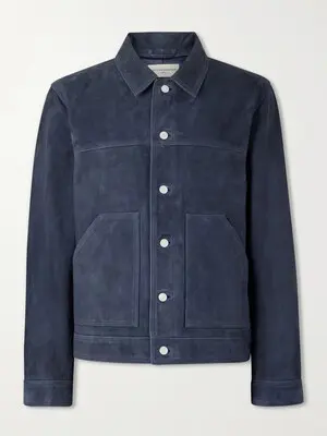 Officine Générale Loki Suede Trucker Jacket - Blue