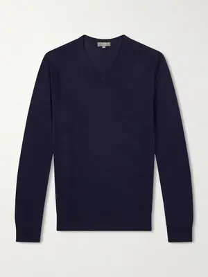 N.peal Conduit Cashmere And Silk-blend V-neck Sweater - Blue