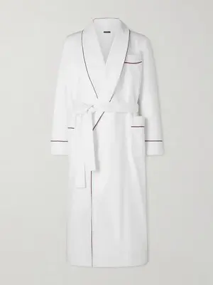 TOM FORD Piped Silk Robe - White