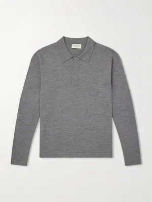 Officine Générale Bay Merino Wool Polo Shirt - Gray
