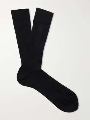 TOM FORD Logo-embroidered Ribbed Cotton Socks - Black