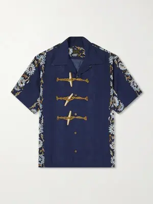 Kapital Toggle & Maille Convertible-collar Printed Woven Shirt