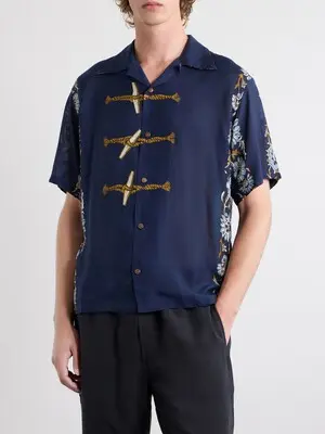Kapital Toggle & Maille Convertible-collar Printed Woven Shirt