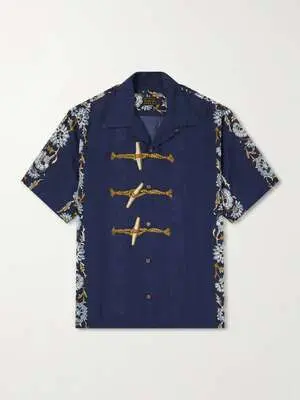 Kapital Toggle & Maille Convertible-collar Printed Woven Shirt - Navy