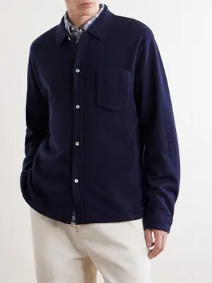 Officine Générale Gareth Wool And Cashmere Blend Cardigan - Blue
