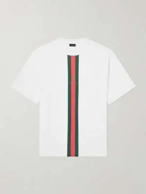 Gucci Logo-print Striped Cotton-jersey T-shirt - White