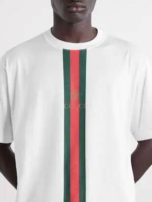 Gucci Logo-print Striped Cotton-jersey T-shirt