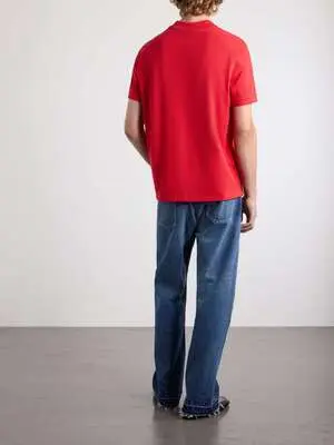 Celine Triomphe-embroidered Cotton-piqué Polo Shirt