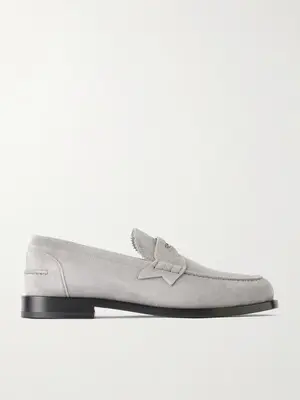 CHRISTIAN LOUBOUTIN The Plato Suede Loafers - Gray