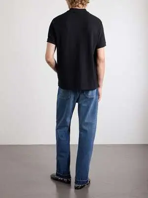 Celine Triomphe-embroidered Cotton-piqué Polo Shirt