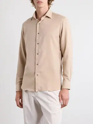 Caruso Cotton And Cashmere-blend Shirt - Neutrals