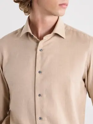 Caruso Cotton And Cashmere-blend Shirt - Neutrals