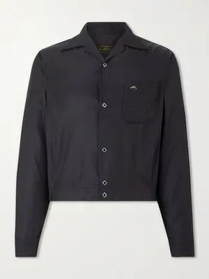 Kapital Camp-collar Embroidered Satin Jacket - Black