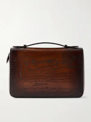 Berluti Itauba Wide Leather Messenger Bag - Brown