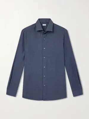 Caruso Cotton And Cashmere-blend Shirt - Blue