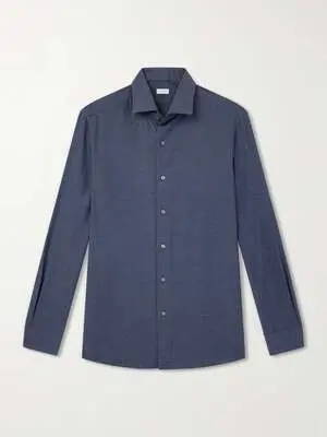 Caruso Cotton And Cashmere-blend Shirt - Navy