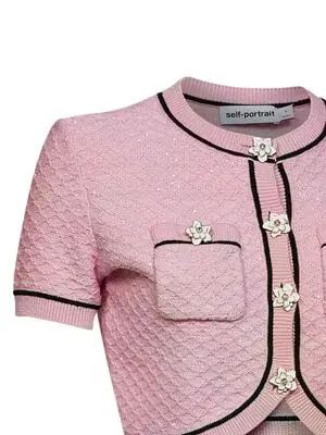 SELF-PORTRAIT Sequin-embellished Floral Button Blouse