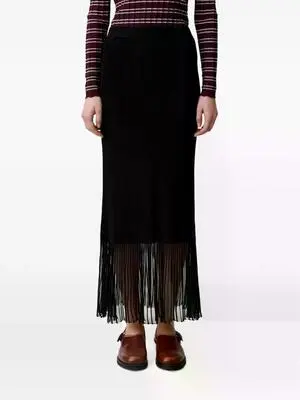 Claudie Pierlot Pleated Knitted Maxi Skirt - Black