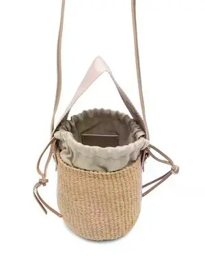 Chloé Small Woody Logo-tape Woven Bucket Bag - Neutrals