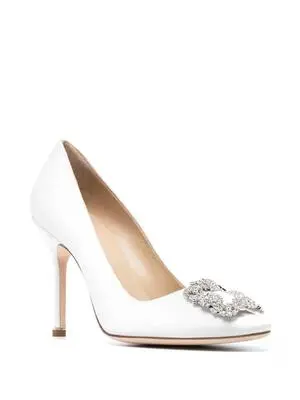 Manolo Blahnik Hangisi 100mm Satin Pumps - Neutrals