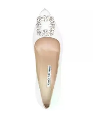 Manolo Blahnik Hangisi 100mm Satin Pumps - Neutrals