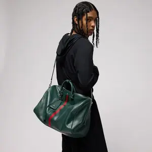 Gucci Web Trademark Medium Duffle Bag Leather